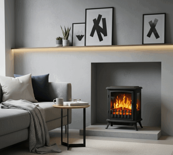 Chimenea eléctrica Fire Glass de 45 cm con efecto de llama 3D Chemin ...